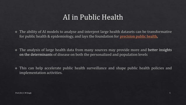 Artificial Intelligence in Public Health | PPTX | Healthcare Industry | Industries