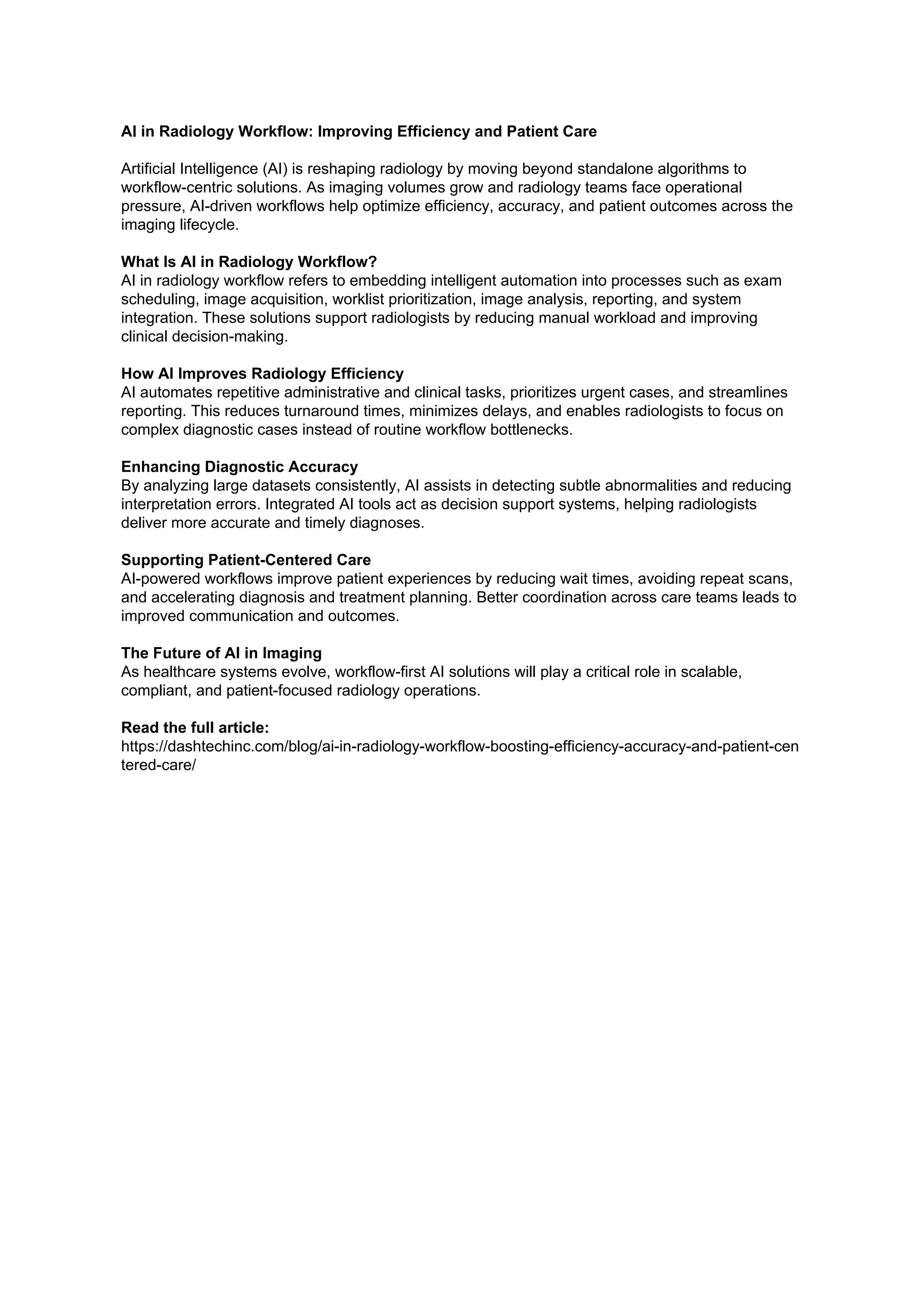 AI-Driven Radiology Workflow Optimization | PDF