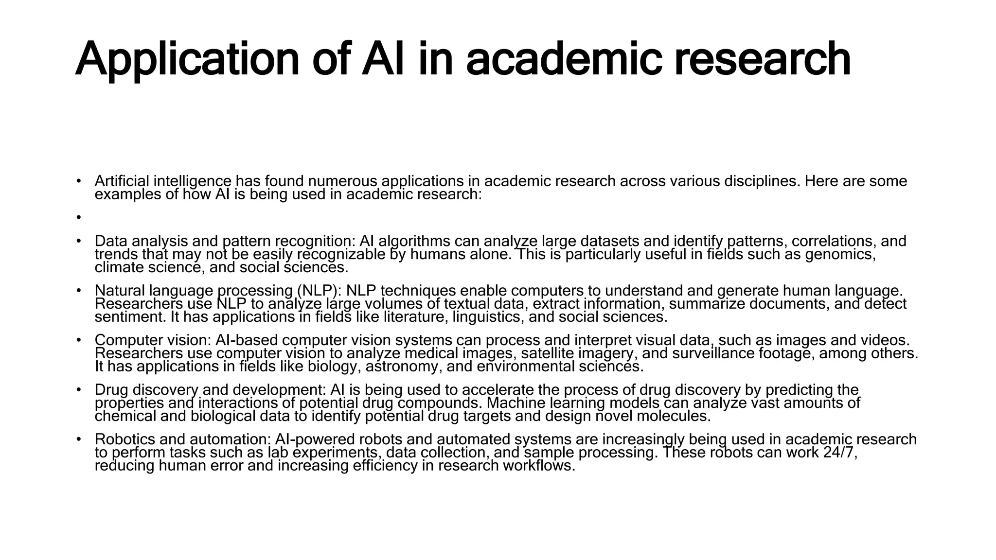 AI IN RESEARCH presentation recent trends | PPTX