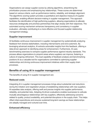 AI IN SUPPLIER MANAGEMENT: THE NEW FRONTIER IN PROCUREMENT INNOVATION | PDF
