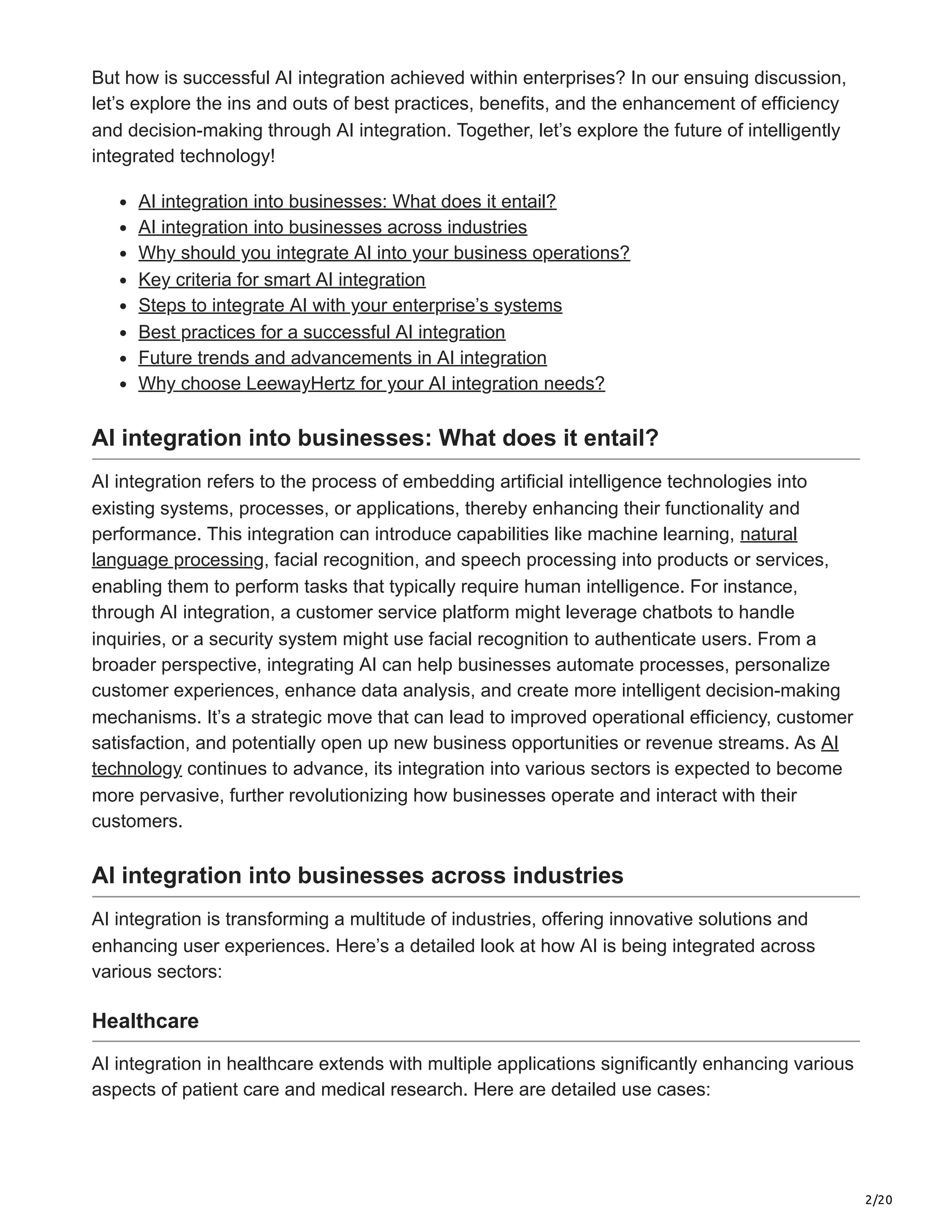 AI integration - Transforming businesses with intelligent solutions.pdf