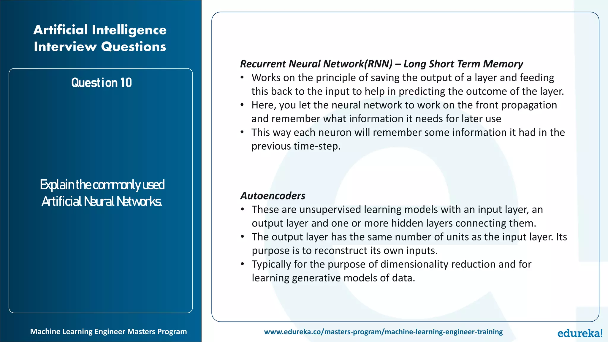Artificial Intelligence (AI) Interview Questions and Answers | Edureka | PDF | Technology ...