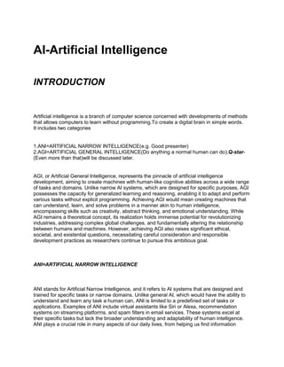 A BRIEF INTRODUCTION TO ARTIFICIAL INTELLIGENCE | PDF