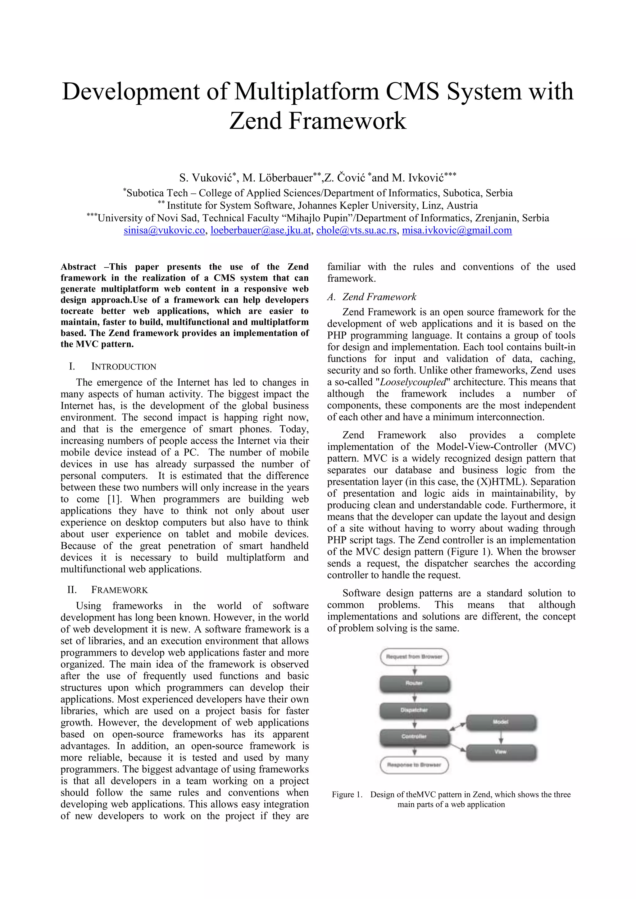 Development of Multiplatform CMS System with Zend Framework | DOCX | Web Development | Internet