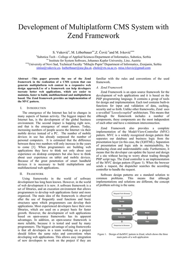 Development of Multiplatform CMS System with Zend Framework | DOCX | Web Development | Internet