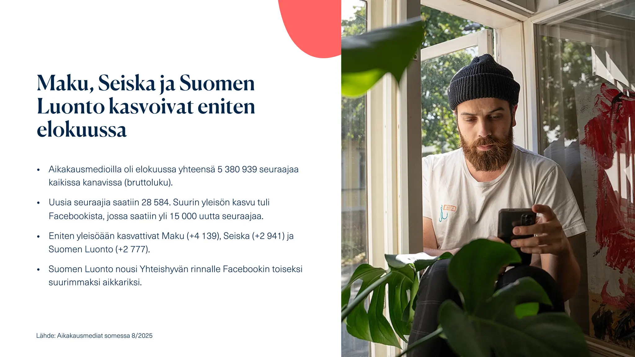 Aikakausmediat somessa / elokuu 2025: Maku, Seiska ja Suomen Luonto kasvoivat eniten | PDF