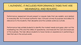 Characteristics of a Good Performance Assessment | PPTX