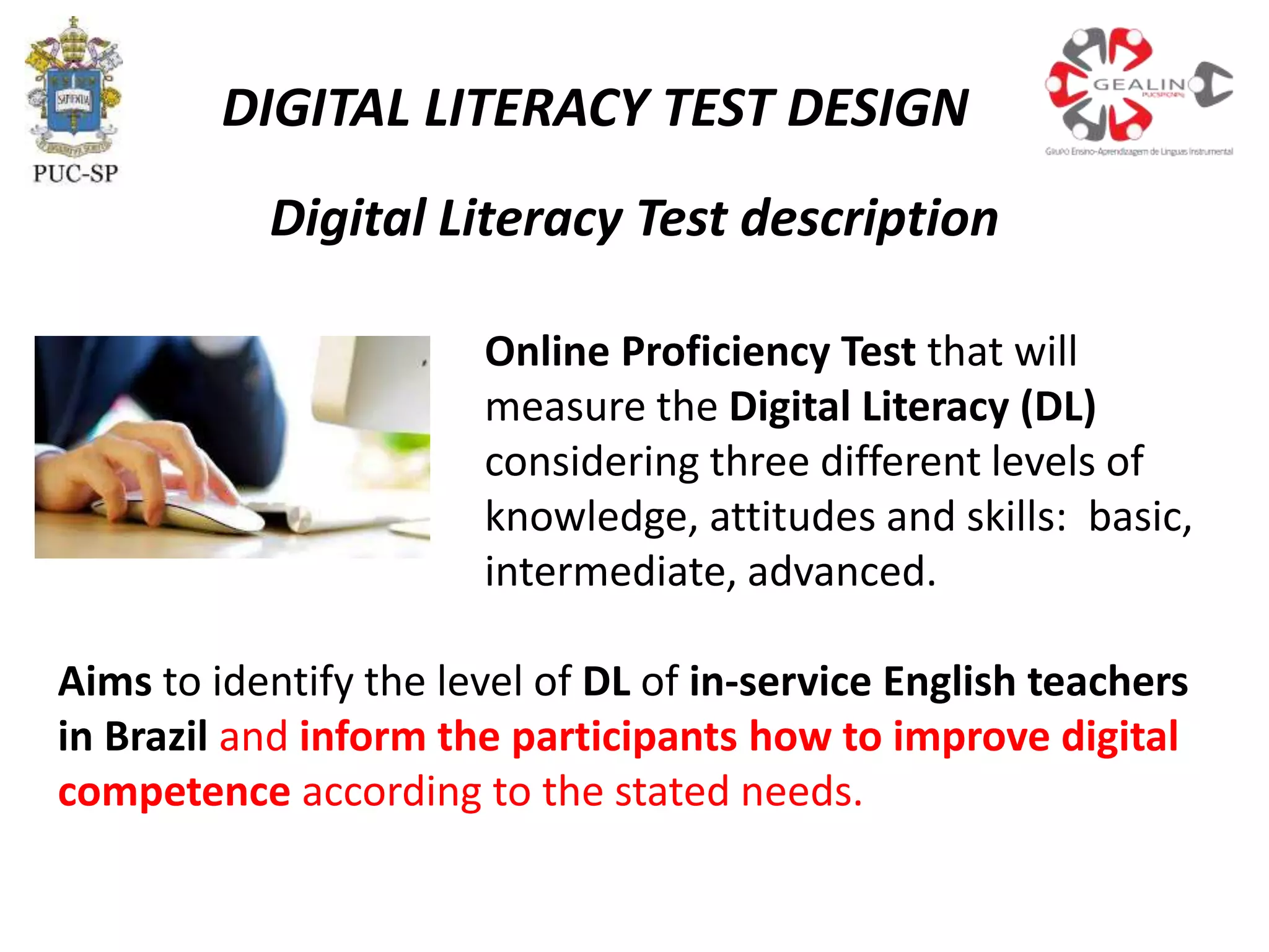 Assessing digital literacy levels: the design of an instrument | PPTX