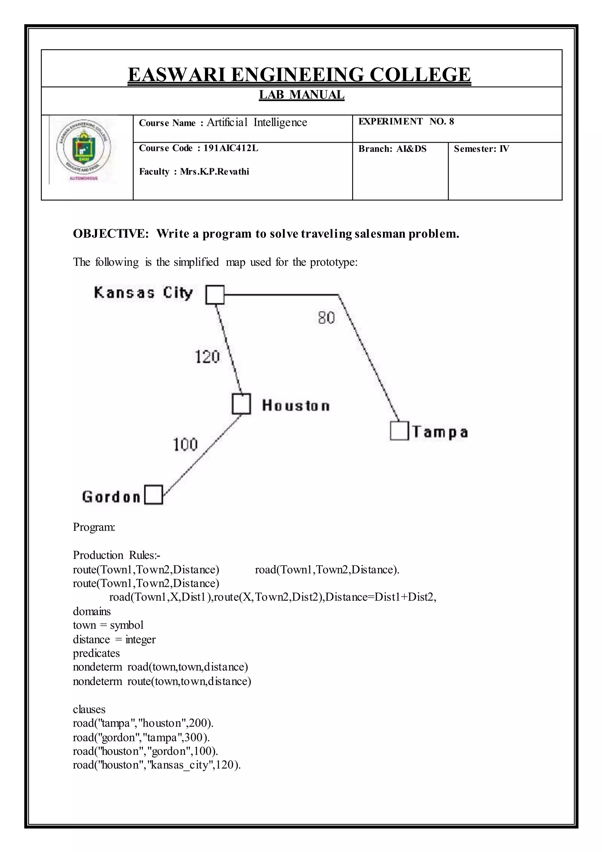 AI Lab Manual.docx | Programming Languages | Computing