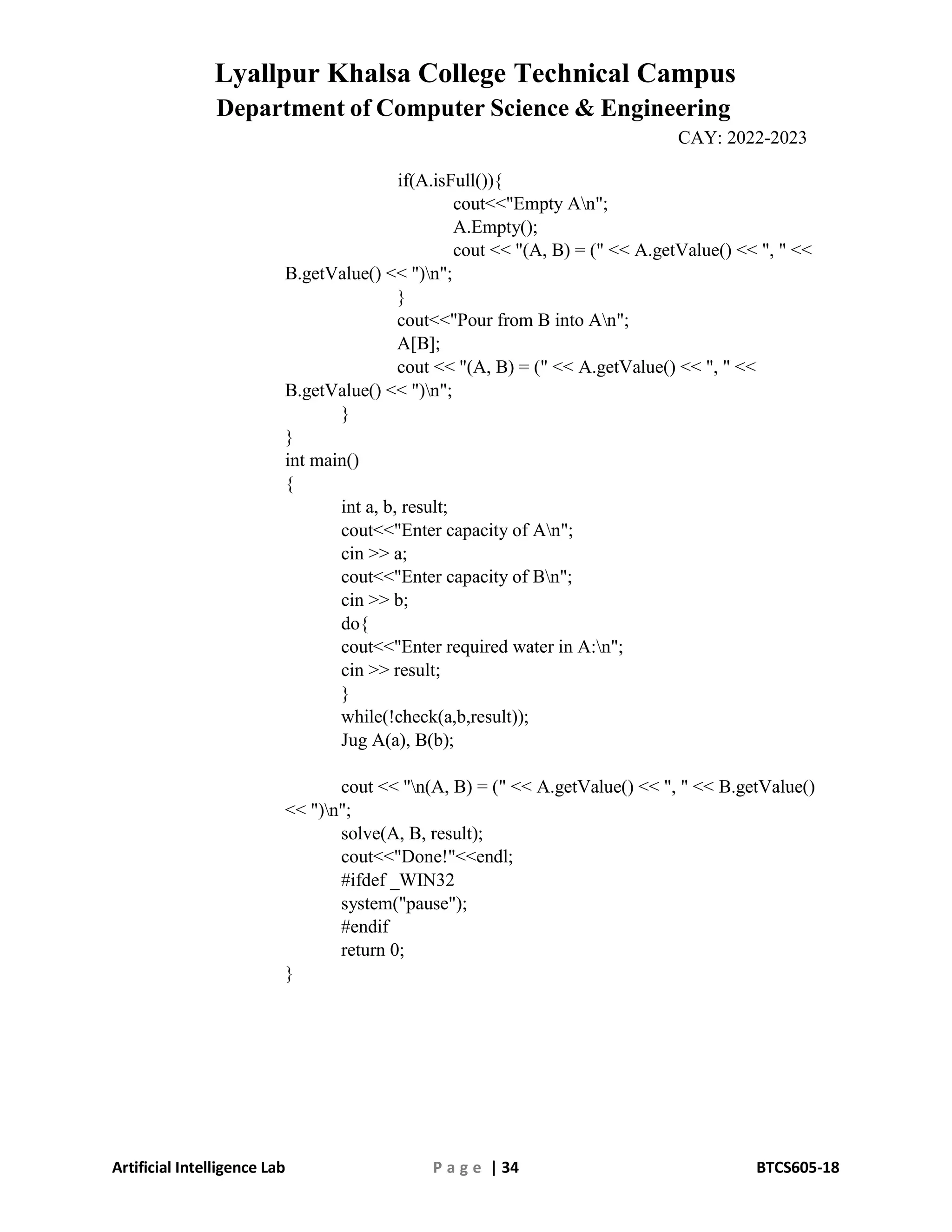 AI_LAB_Manual in c with all the programs | DOCX | Computer Software and Applications | Computing