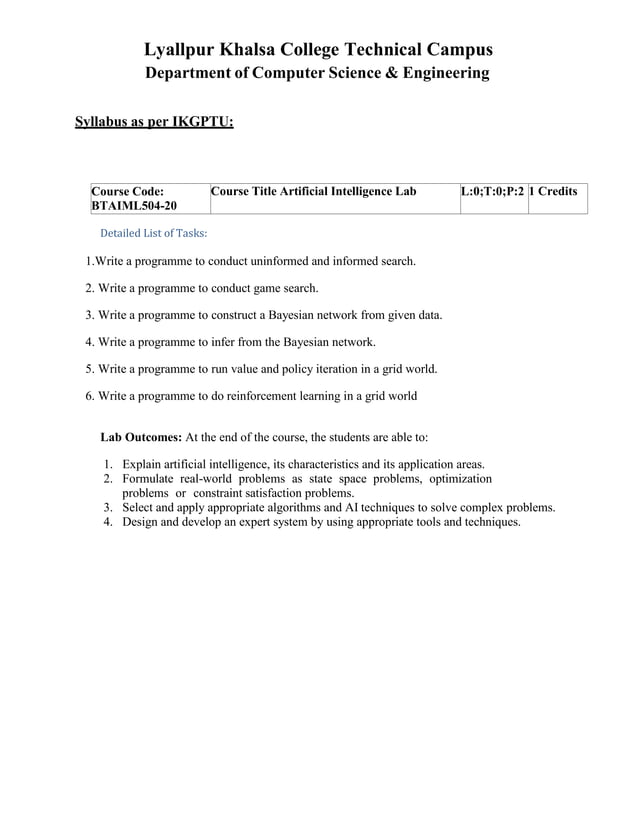 AI_LAB_Manual in c with all the programs | DOCX | Computer Software and Applications | Computing
