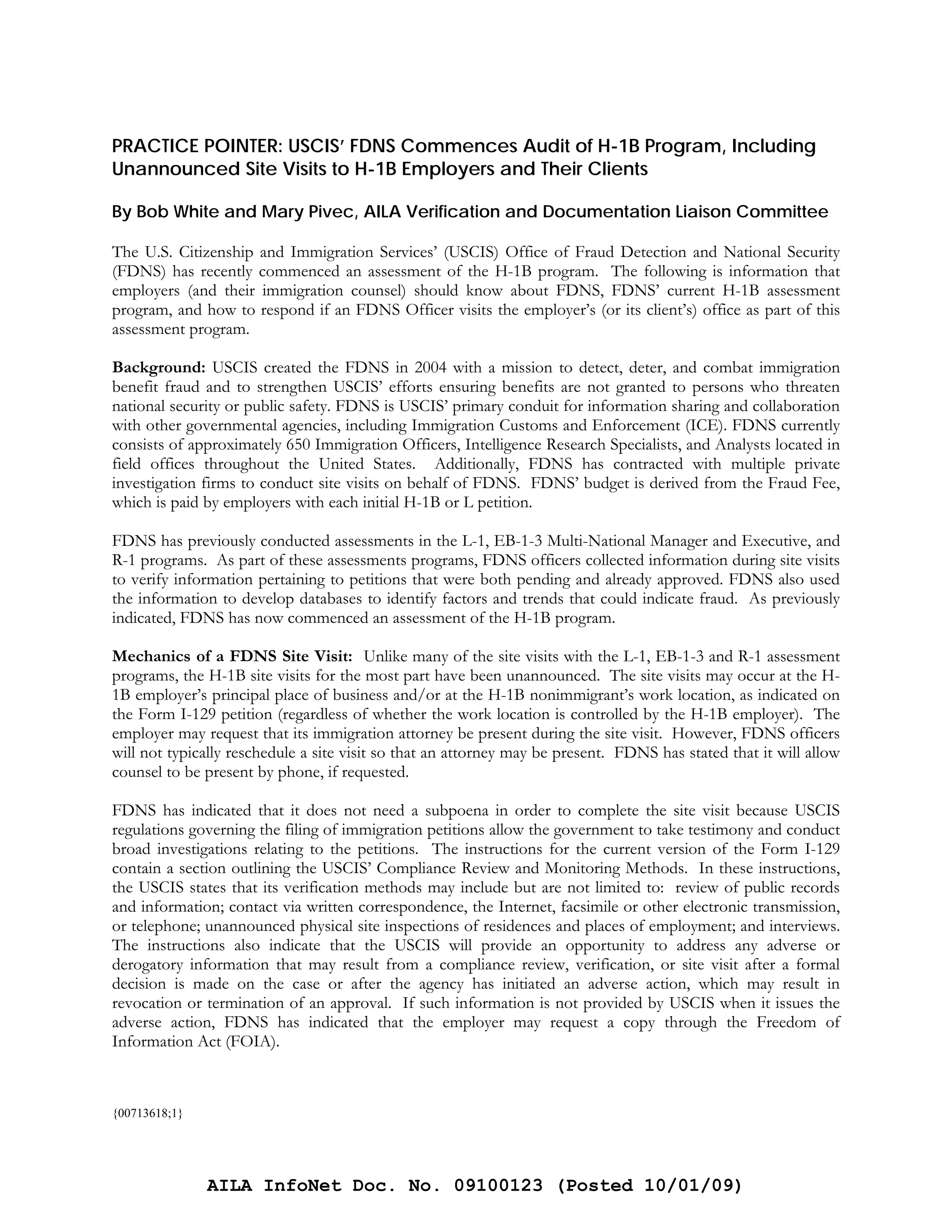 Aila Practice Pointer Fdns Site Visits | PDF