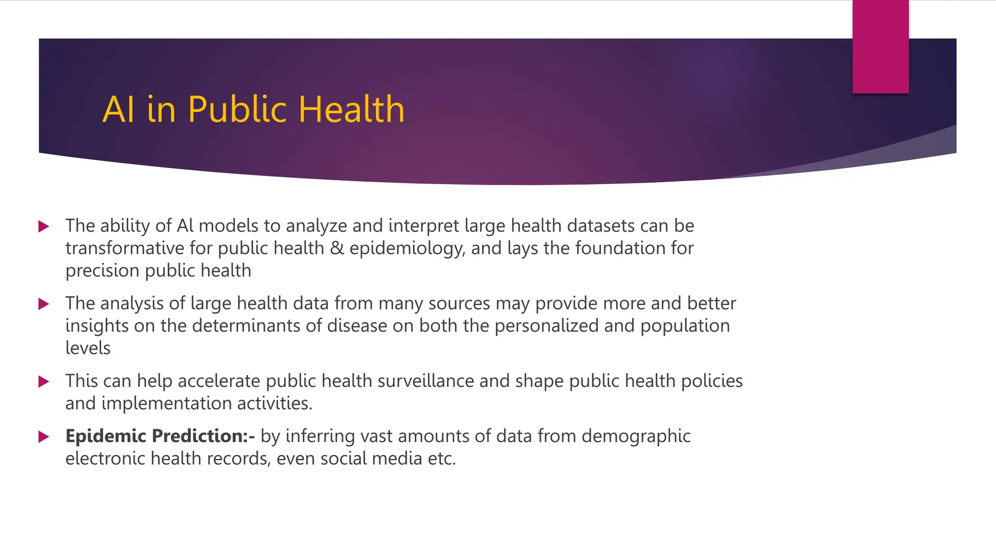 Role of Artificial Intelligence in Public Health | PPTX | Technology Industry | Industries