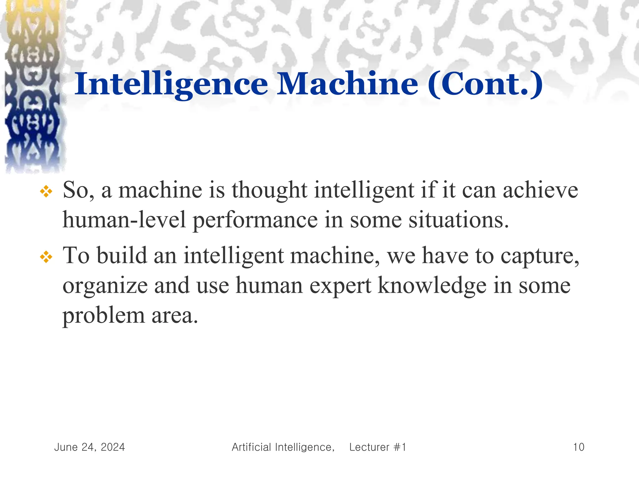 Artificial Intelligence Lecture Slide 01 | PPT
