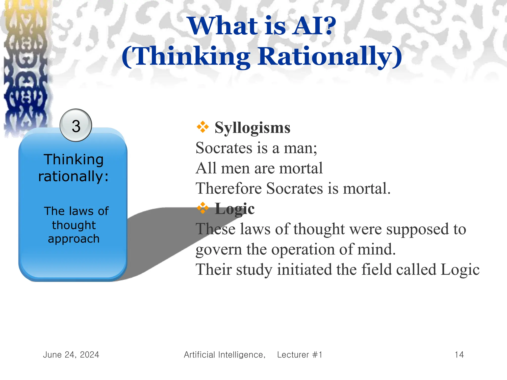 Artificial Intelligence Lecture Slide 01 | PPT
