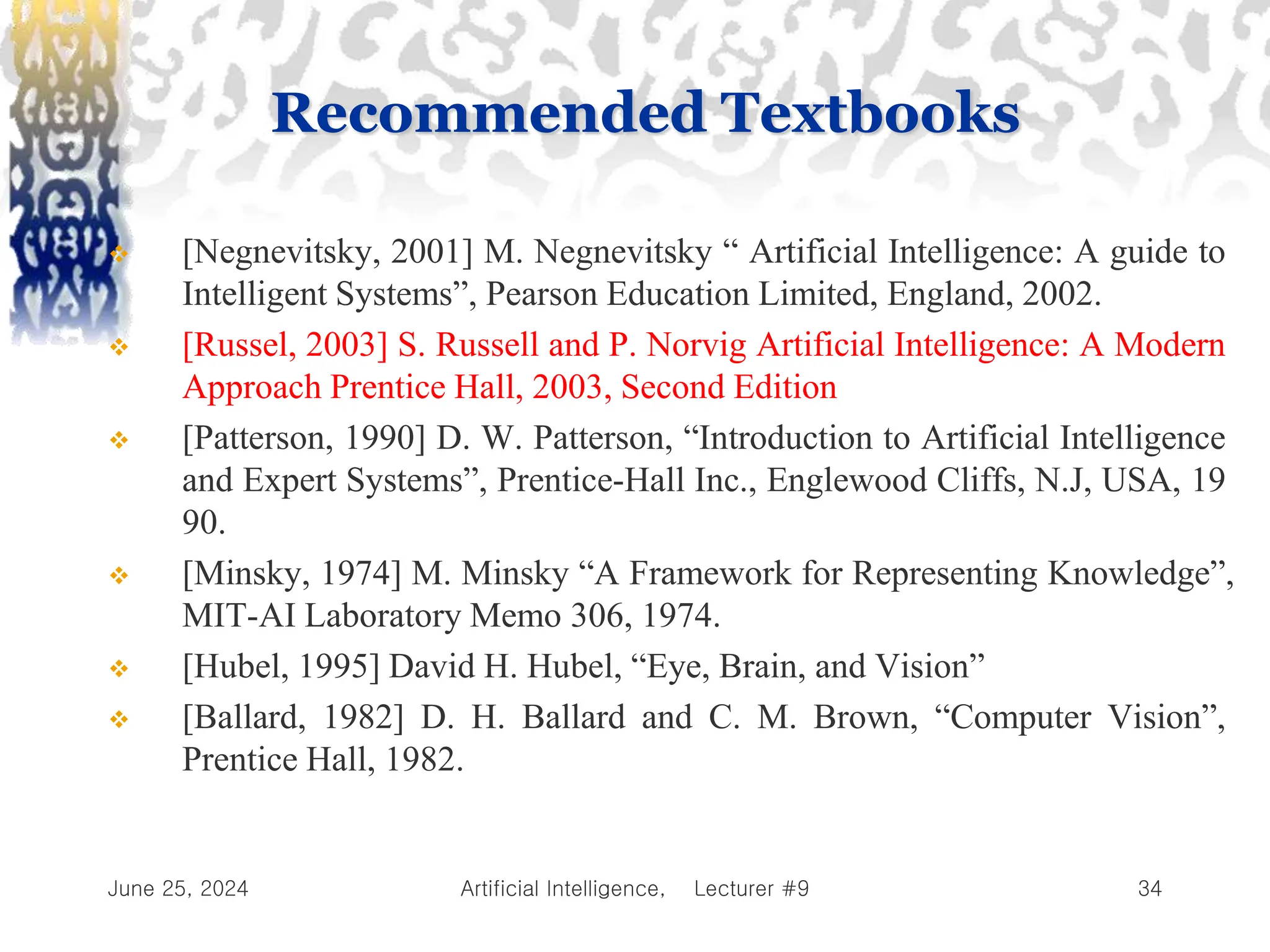 Artificial Intelligence Lecture Slide-09 | PPT