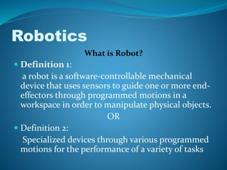Ai lecture 04 robotics | PPTX