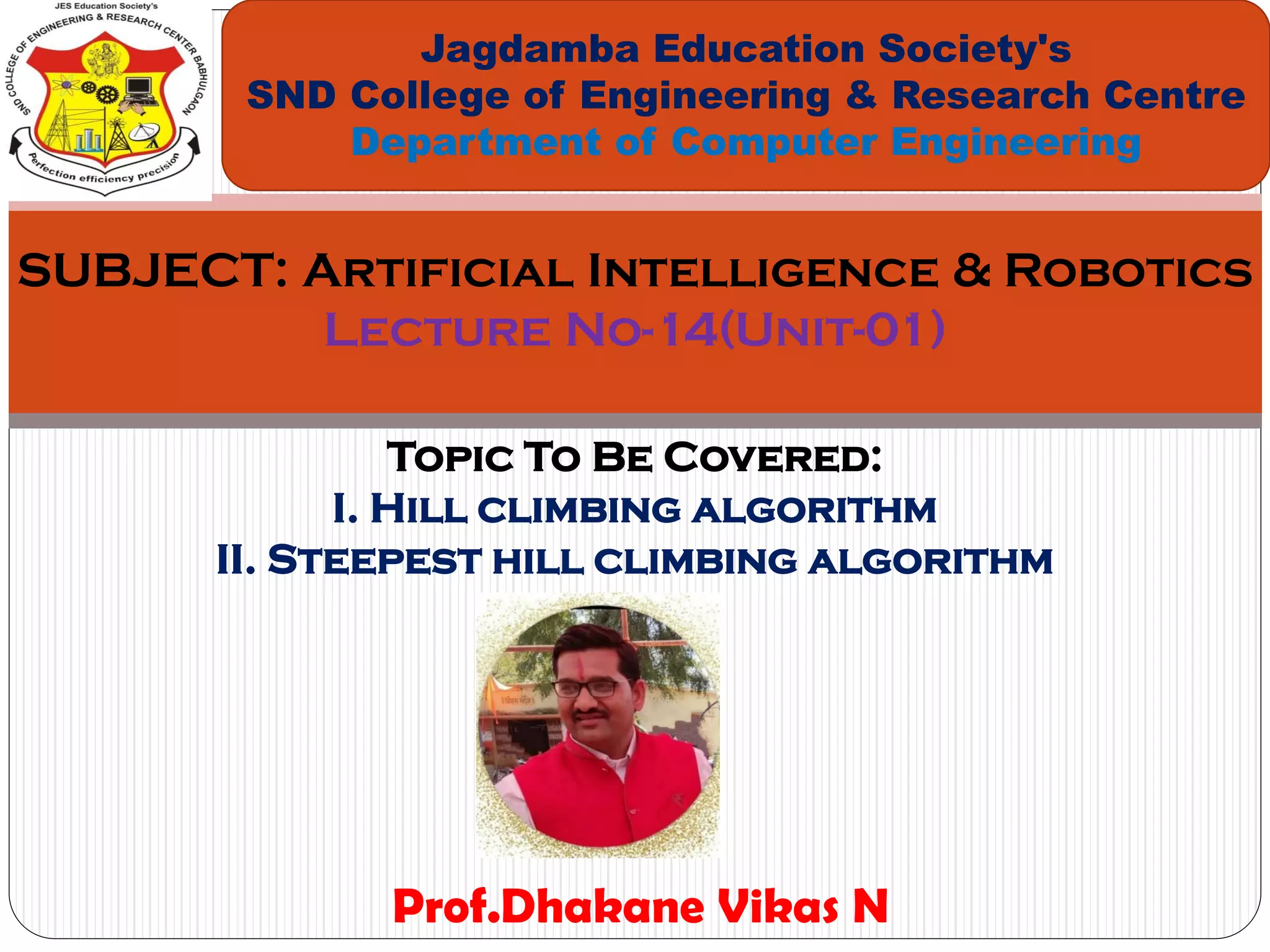 I. Hill climbing algorithm II. Steepest hill climbing algorithm | PPT I. Hill climbing algorithm II. Steepest hill climbing algorithm | PPT