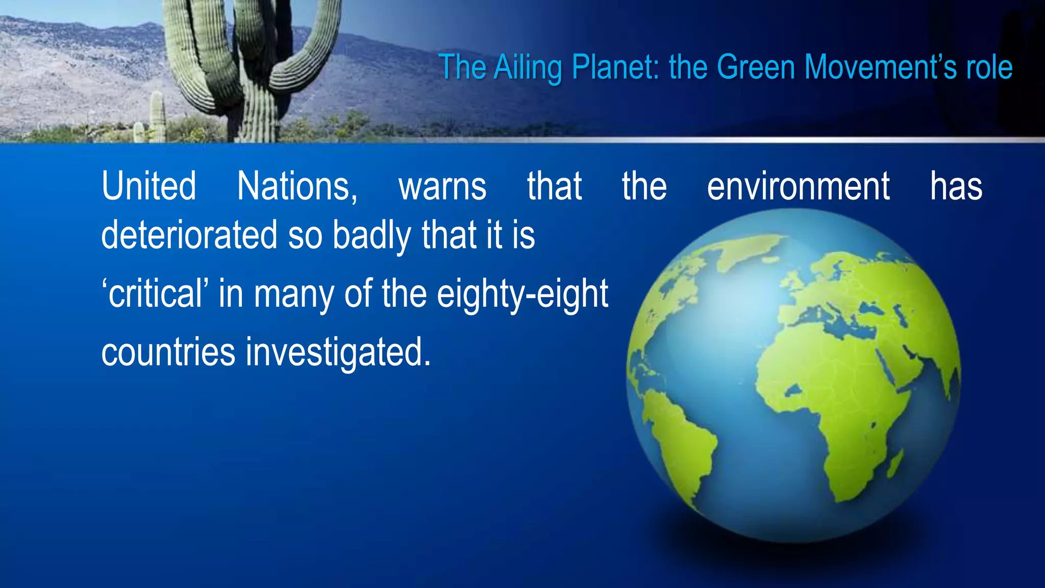 Ailing Planet CBSE XI English | PPSX Ailing Planet CBSE XI English | PPSX