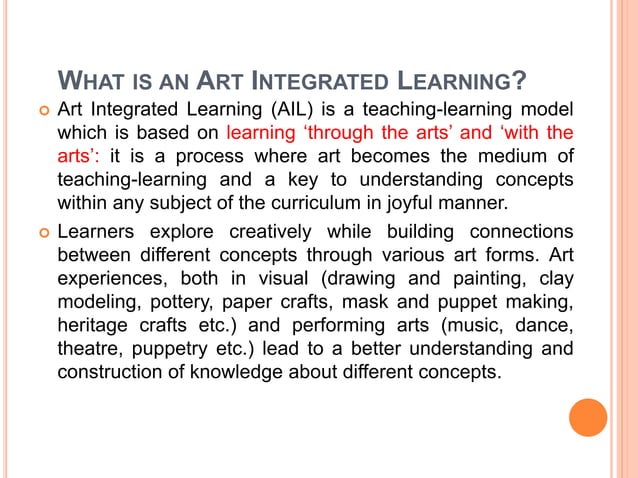 Art Integrated Learning PPT by Dr Sarvesh Mourya NCERT | PPTX | Arts ...