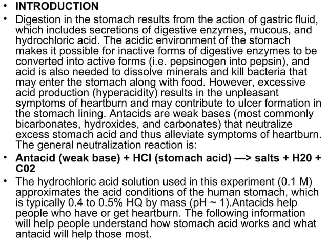 To Determine which Antacid could Neutralize the most Stomach Acid | PPT