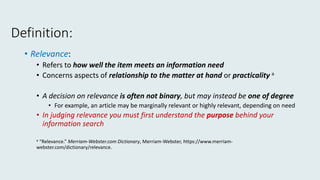 Relevance vs Info Needs | PPT