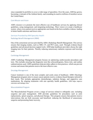 AIM Specialty Health: Revolutionizing Healthcare Management | DOCX