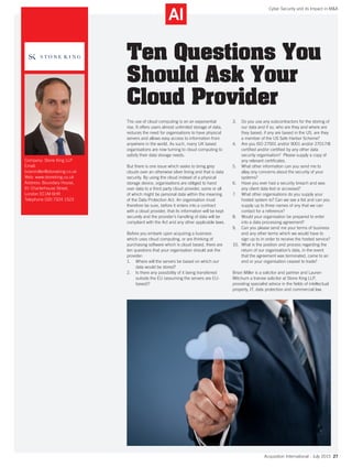 Ten Questions You Should Ask Your Cloud Provider | PDF