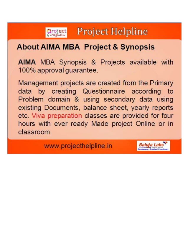 Aima mba synopsis and project | DOCX | Business Administration | Business
