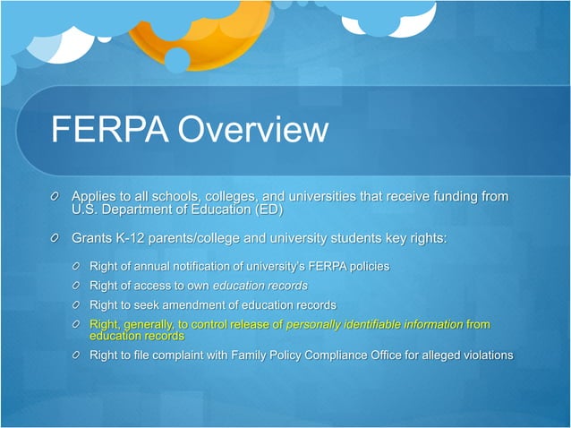Aim analytics panel: FERPA | PPTX