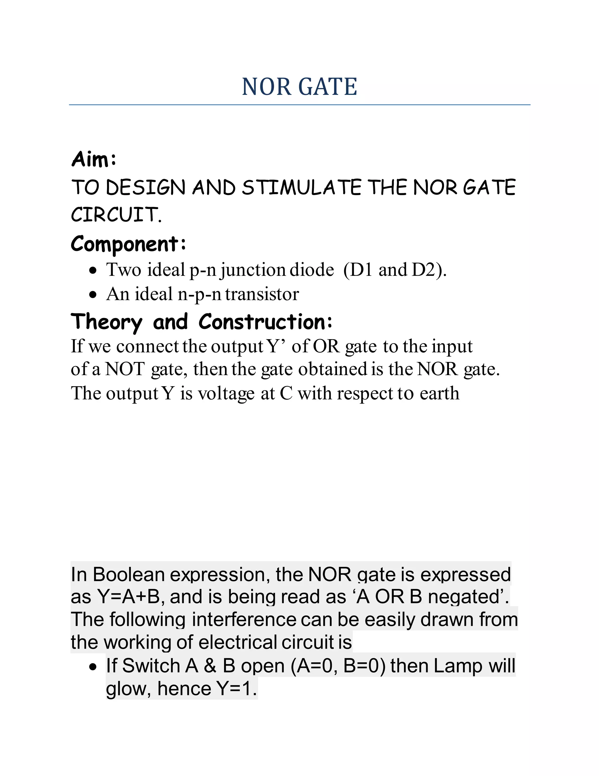 physics investigatory on logic gates | DOCX