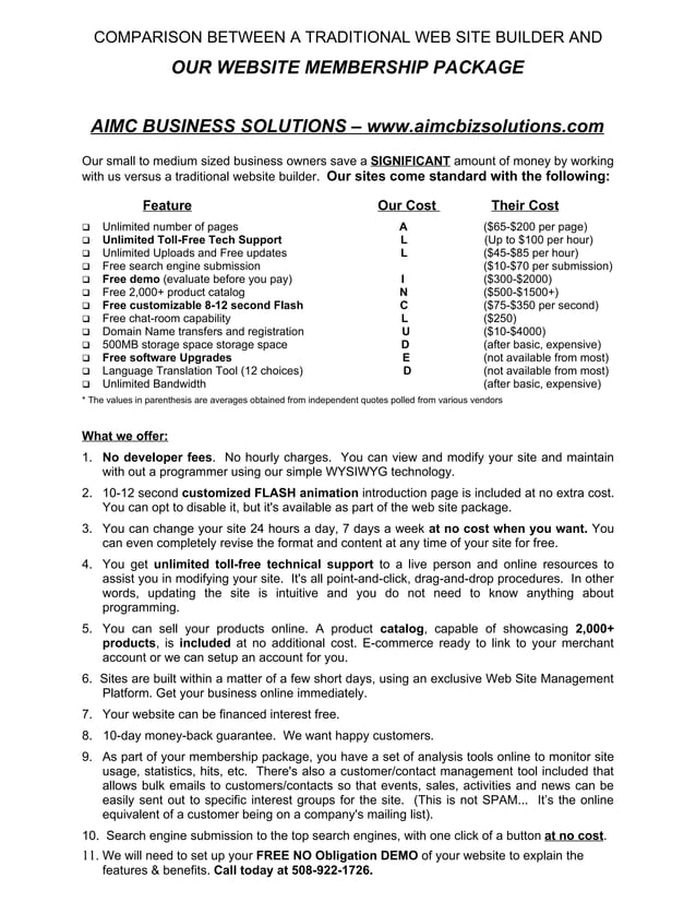 AIMC - Website Solution Comparison | PDF