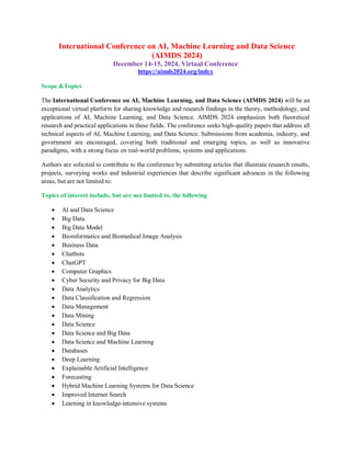 International Conference on AI, Machine Learning, and Data Science ...