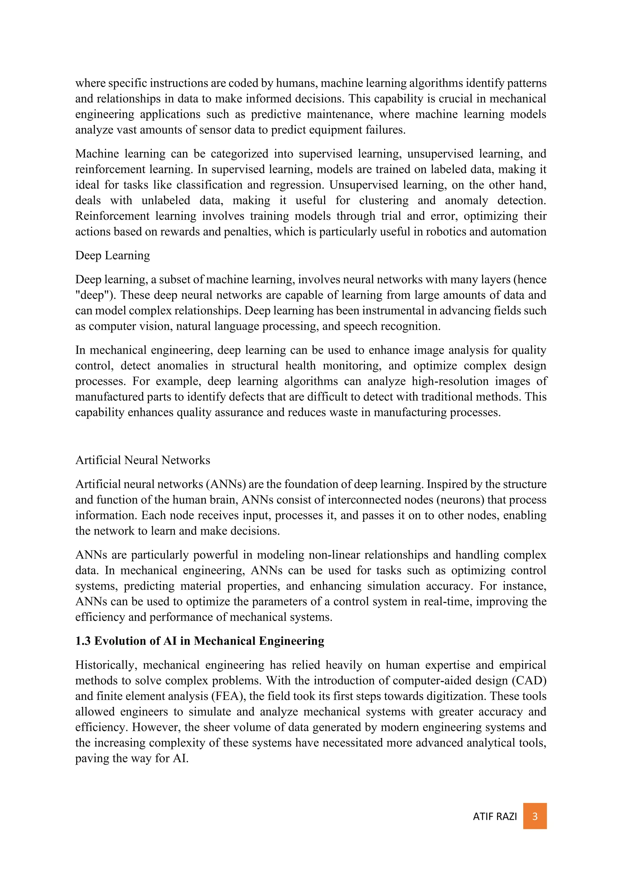 Applications of Artificial Intelligence in Mechanical Engineering | PDF