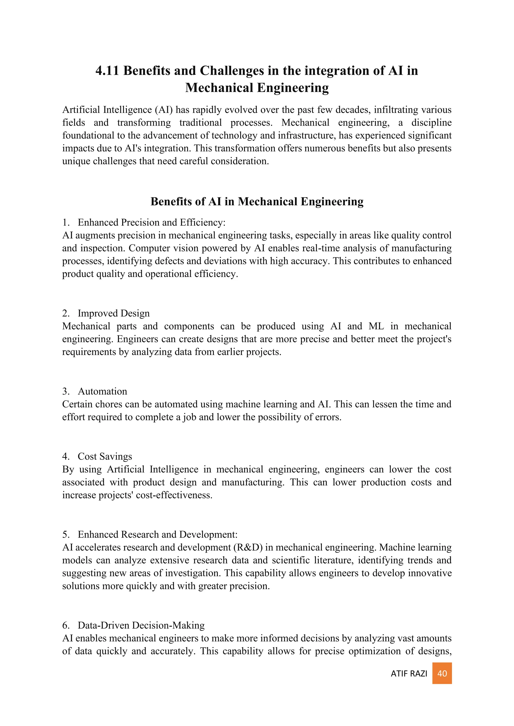 Applications of Artificial Intelligence in Mechanical Engineering | PDF