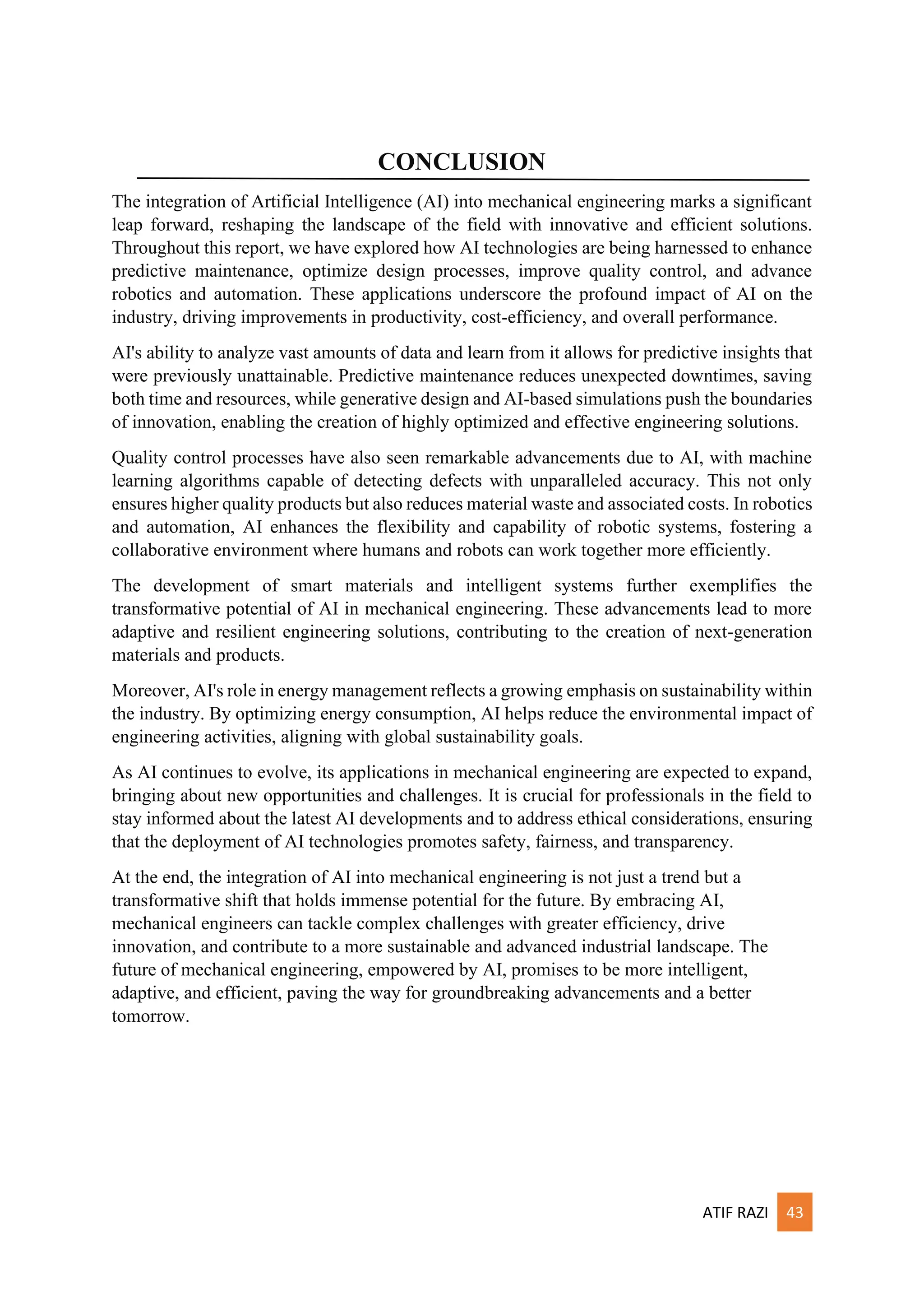 Applications of Artificial Intelligence in Mechanical Engineering | PDF