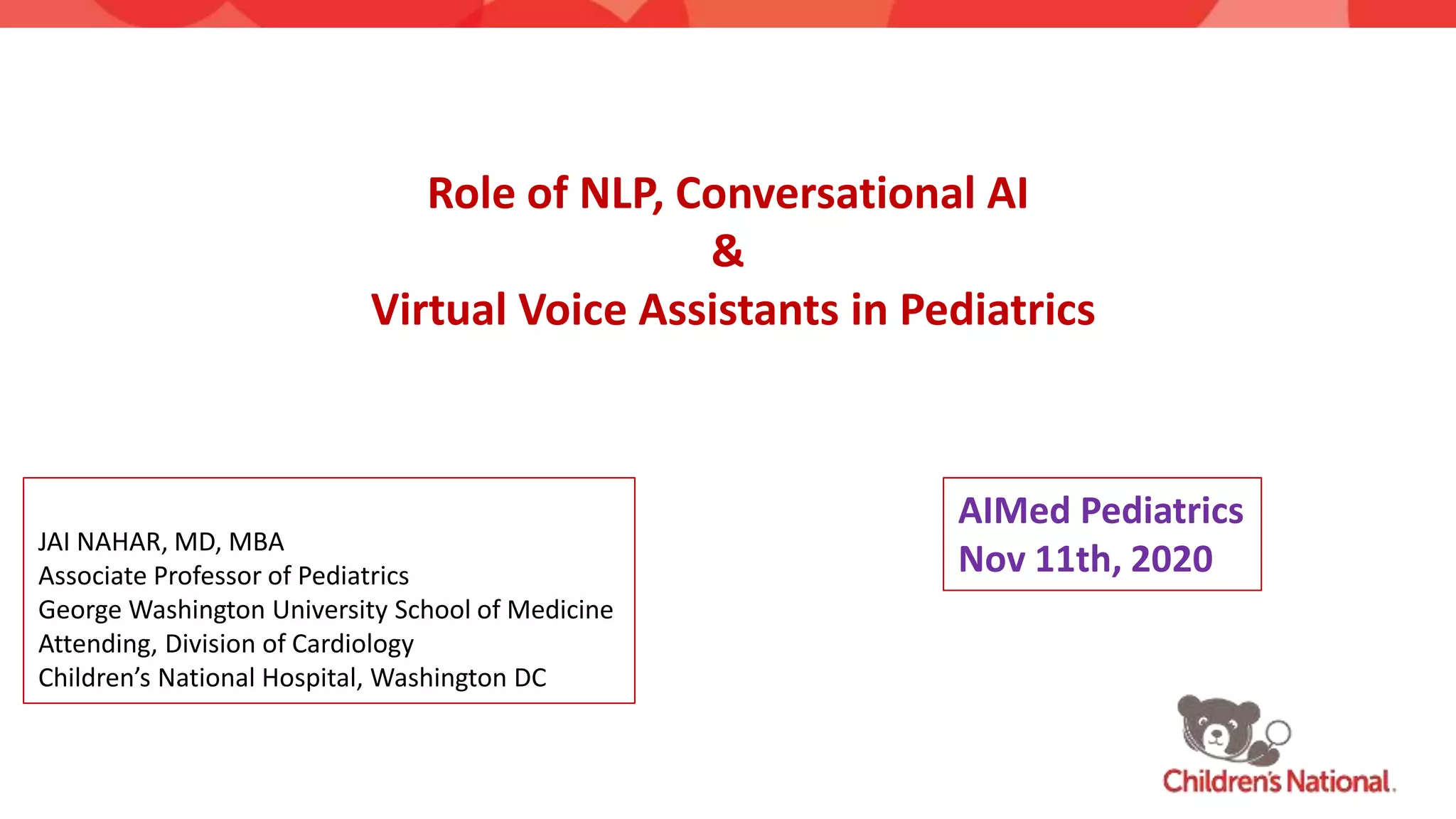 Role of NLP, Conversational AI & Virtual Voice Assistants in Pediatrics ...
