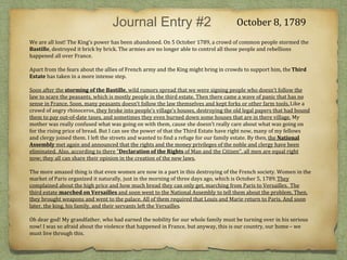 Aimée’s journal entry french revolution | PPTX