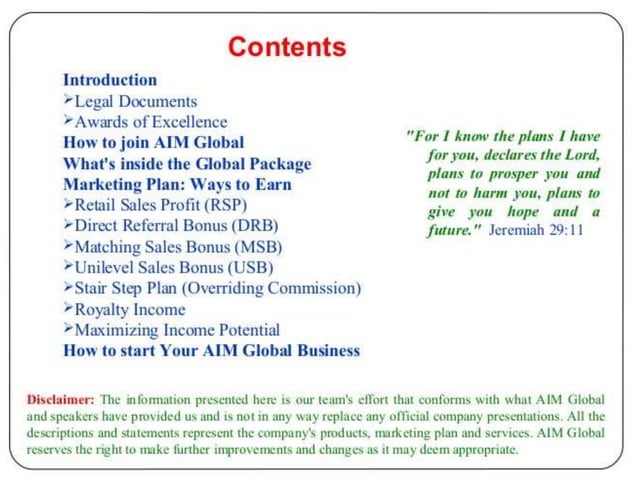 Aim global marketing plan presentation | PPTX