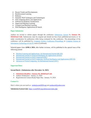 4th International Conference on AI, Machine Learning and Applications (AIMLA 2024) | PDF