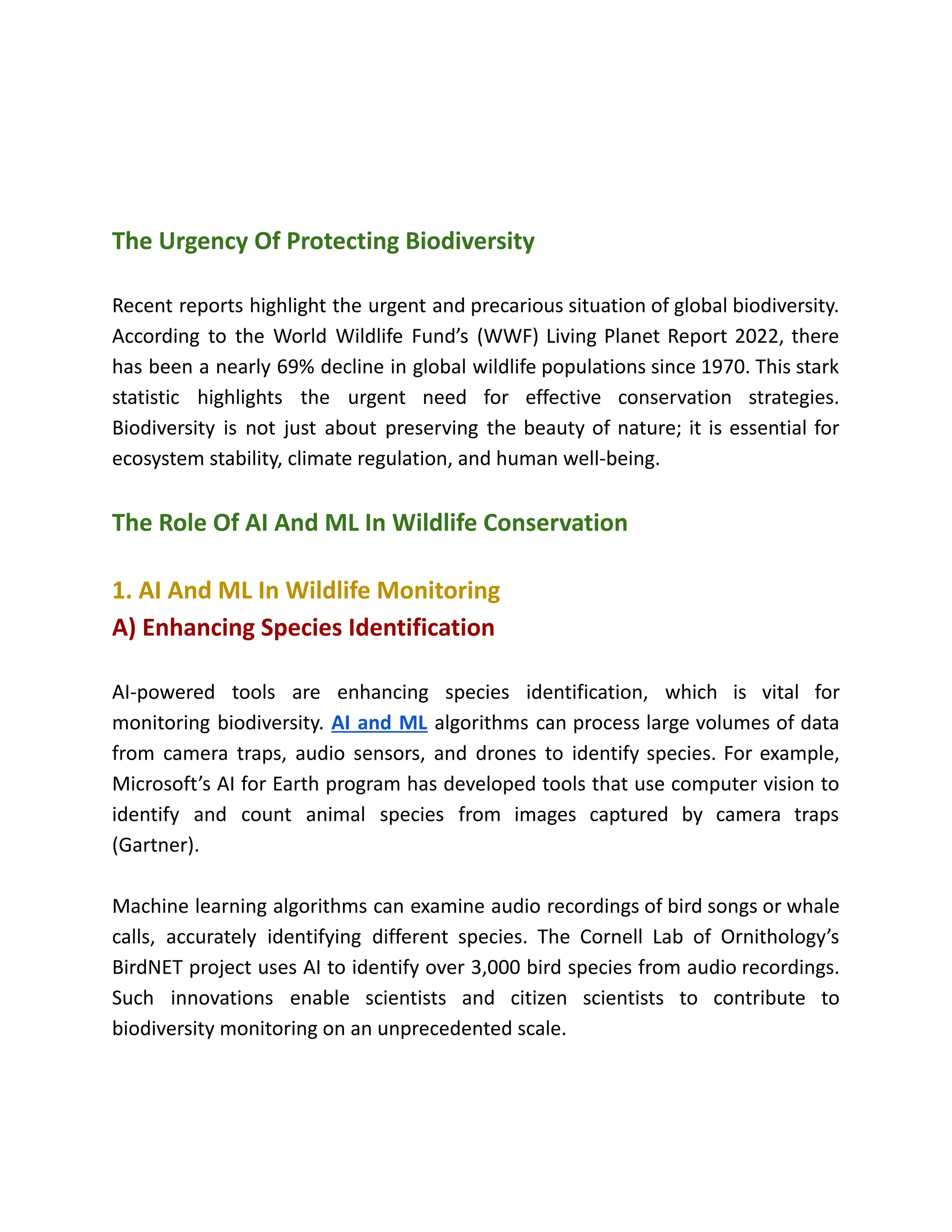 AI/ML Breakthroughs: Advancing Wildlife Conservation Efforts | PDF