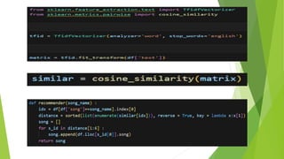 Music recommendations model using natural language processing | PPT