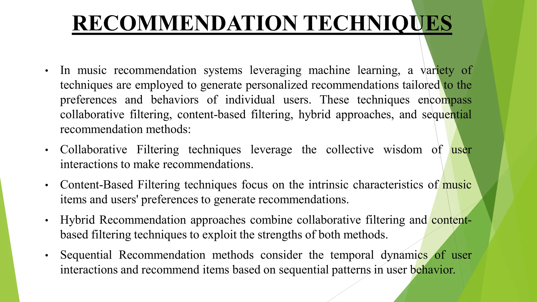 Aiml ppt pdf.pdf on music recommendation system | PPT
