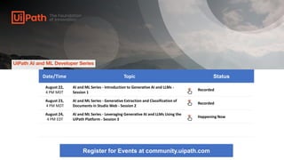 AI and ML Series - Leveraging Generative AI and LLMs Using the UiPath ...