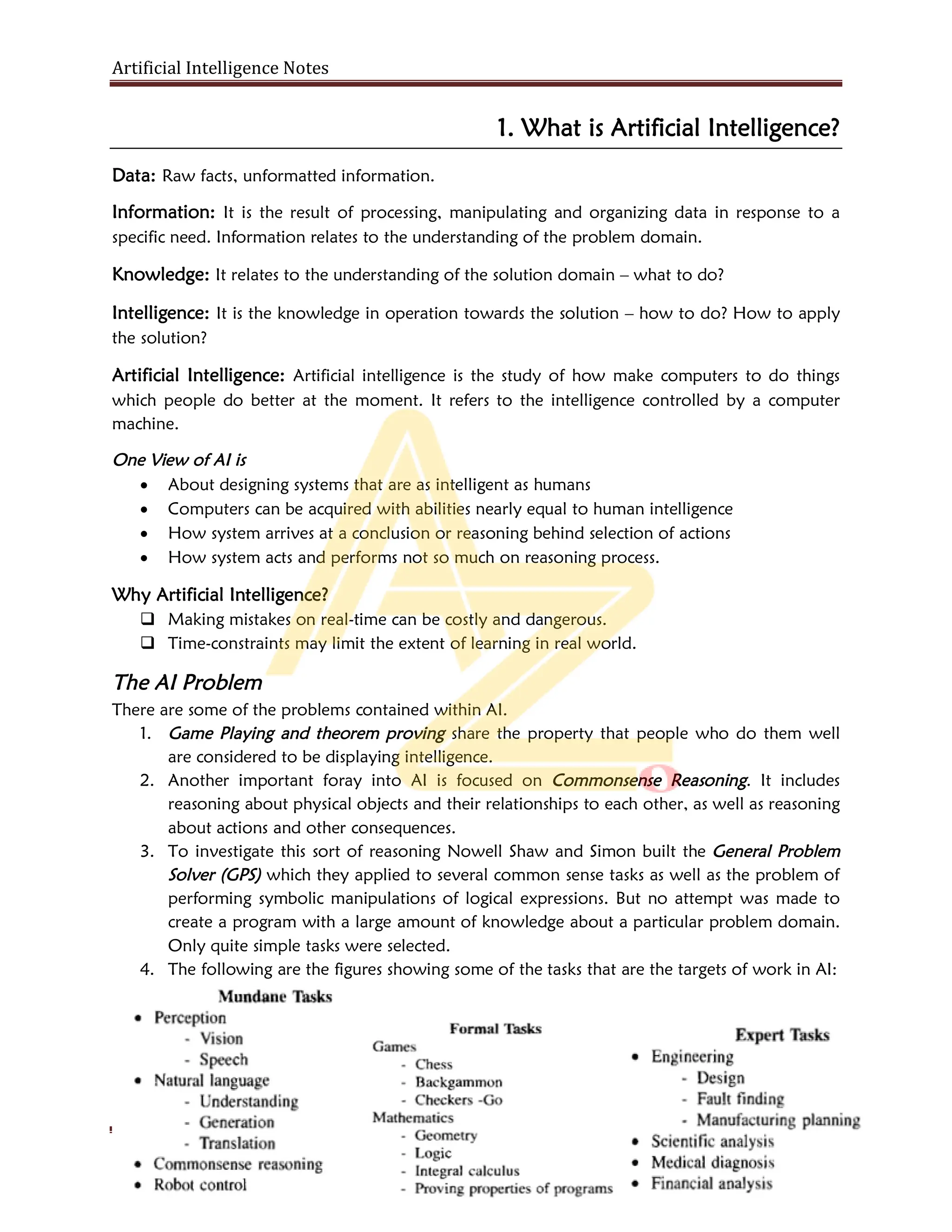 AI Mod1@AzDOCUMENTS.in.pdf | Artificial Intelligence | Technology & Computing
