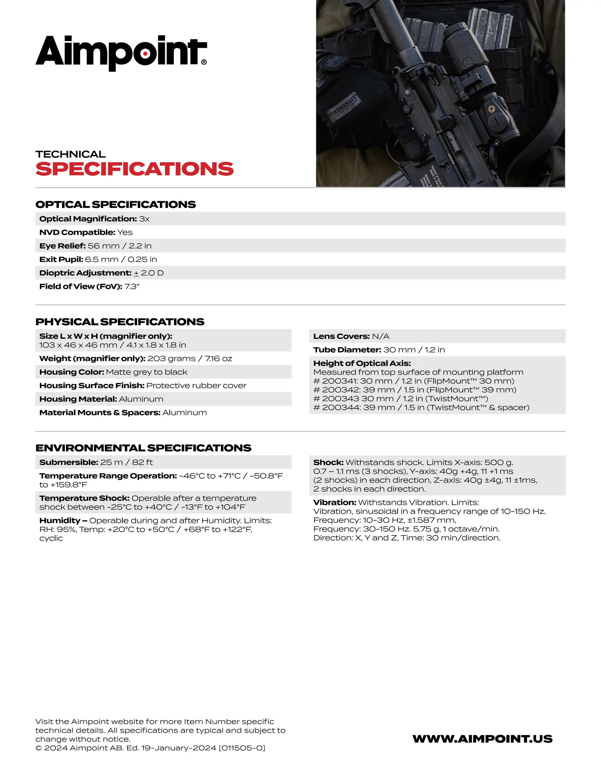 Product Sheet I Aimpoint 3X-P | Optics Trade | PDF | Cameras and ...