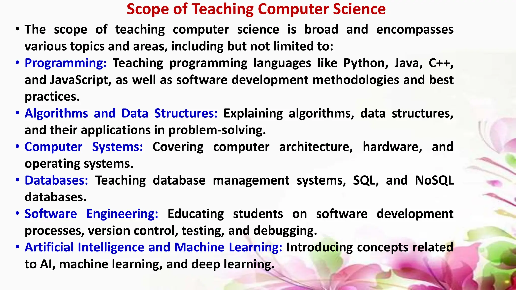 Aims and Objectives of teaching computer science | PPTX