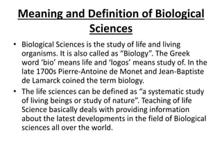 Aims and objectives of bio. sci. 14 9-20 | PPT
