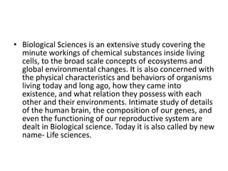 Aims and objectives of bio. sci. 14 9-20 | PPT
