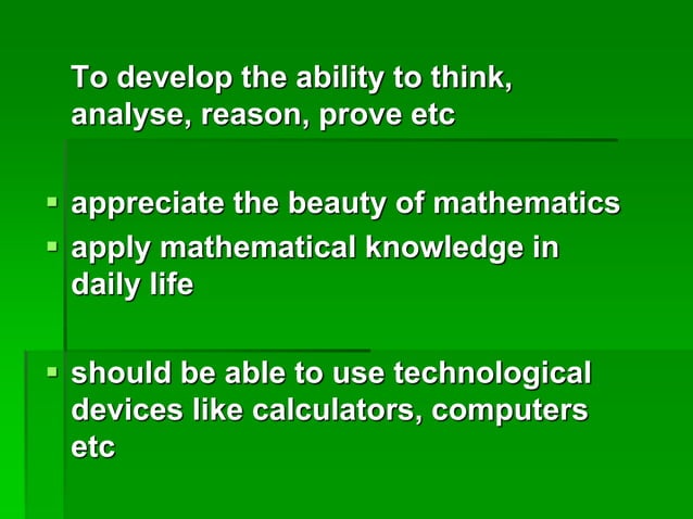 Aims and objectives of Mathematics. | PPT